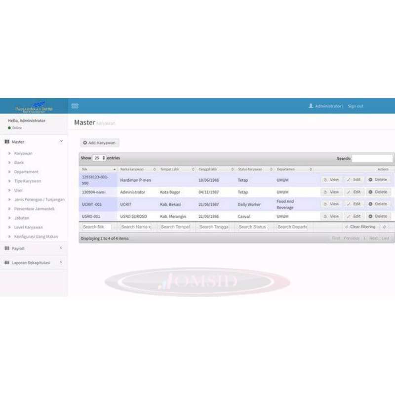 Jual Aplikasi Penggajian Berbasis Web Codeigniter Di Seller Omsid Computer - Wanasari, Kab ...