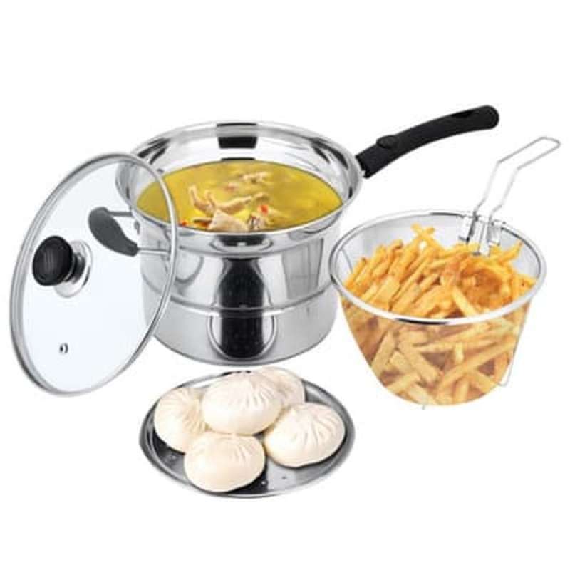 Jual Deep Fryer 22 Cm Multifungsi Pot 3 in 1 - Stainless - Silver di ...
