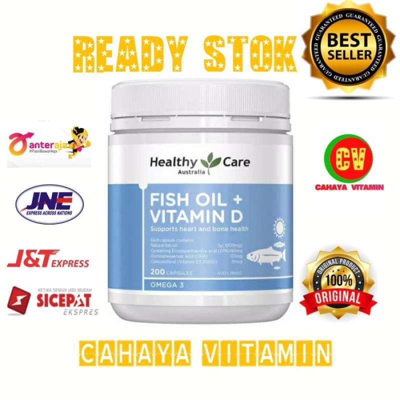 Jual Healthy Care Fish Oil 1000mg & Vitamin D Vitamin D3 Omega 3 200 ...