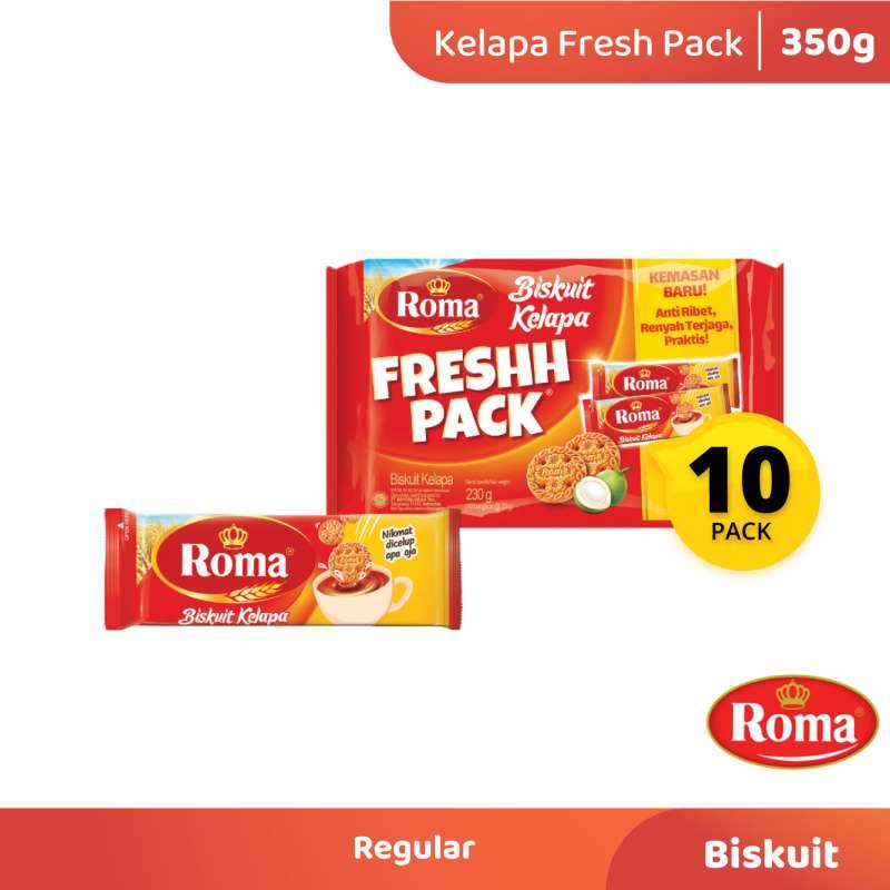 Promo Roma Biskuit Kelapa Freshh Pack @23 Gr Diskon 9% di Seller Mayora ...