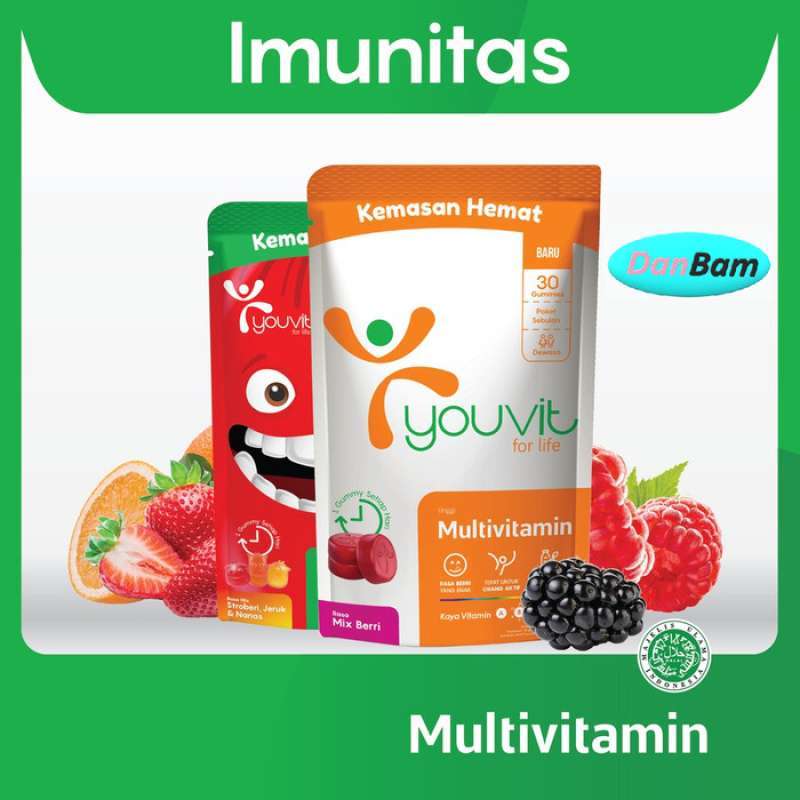 Jual 1 Pouch Youvit Multivitamin Dewasa & 1 Pouch Youvit Multivitamin ...