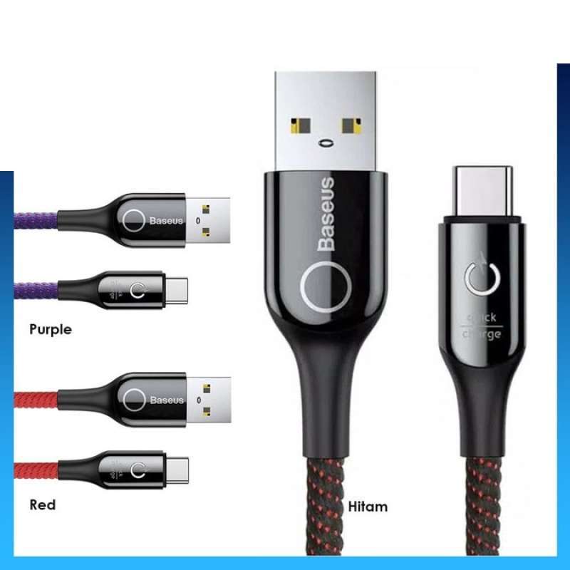 Jual Kabel Type C USB C Cable Auto Disconnect Basues C-Shaped 3A - 1M ...