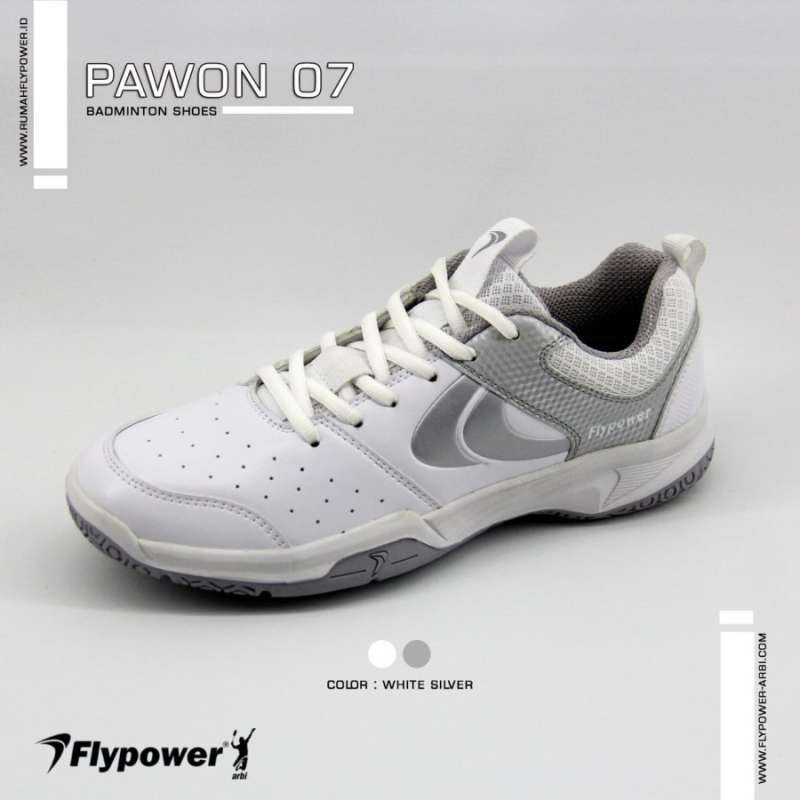 Jual Sepatu Badminton Flypower Pawon 7 Junior Anak White Grey Original ...
