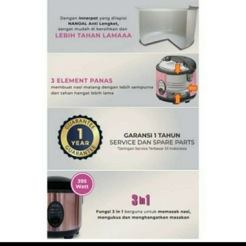 Promo magicom Miyako 3 in 1 kapasitas 1.8liter MCM 508SBC Diskon 9% di ...