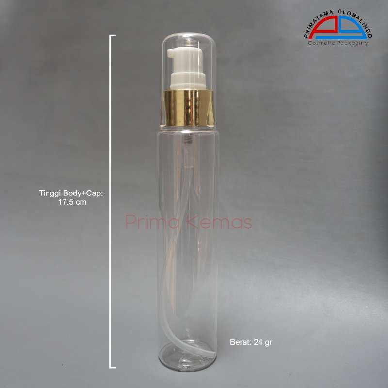Jual Botol Pump Treatment 100 ml - botol skincare Prima Kemas - Pet Tub H 100 ml Natural Pump ...