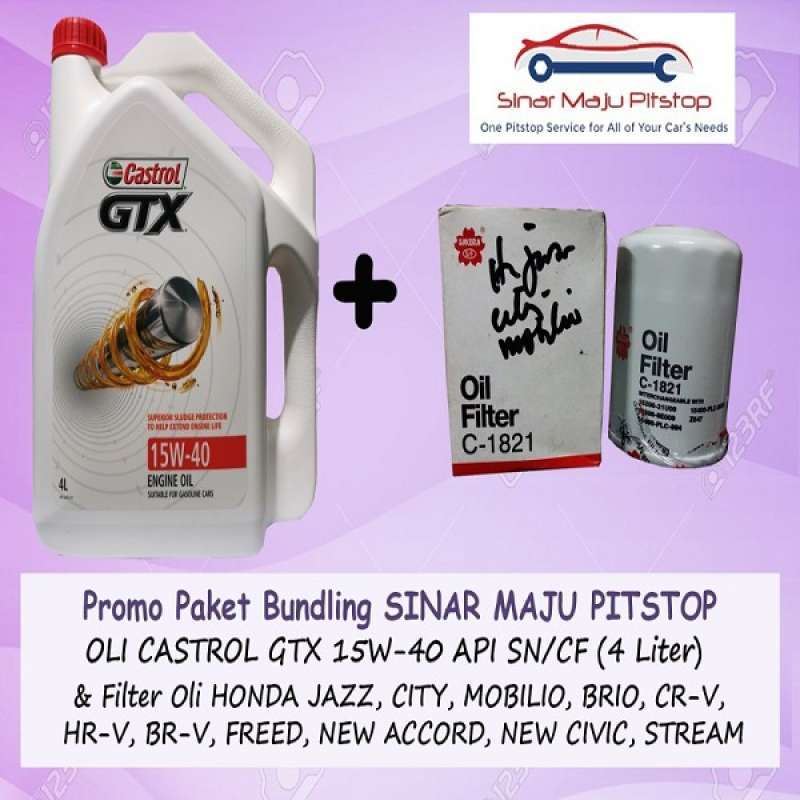 Promo Paket Bundling Oli Mobil CASTROL GTX 15W-40 SN 4 Liter & Filter ...