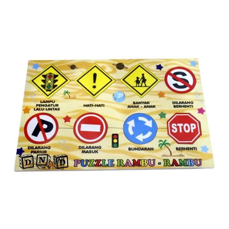Jual Mainan Edukasi Anak Wooden Puzzle Kayu Stiker Rambu Lalu Lintas di ...
