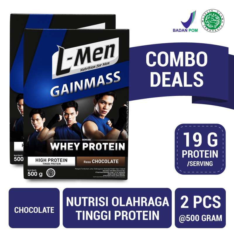 Promo L-men Gain Mass Chocolate 500g (2 Pcs) - Suplemen Penambah Massa ...