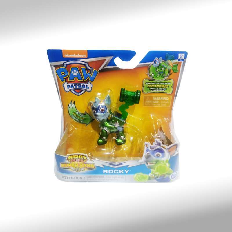 Jual Paw Patrol Mighty Pups Super Paws Rocky Figure With Backpack Di