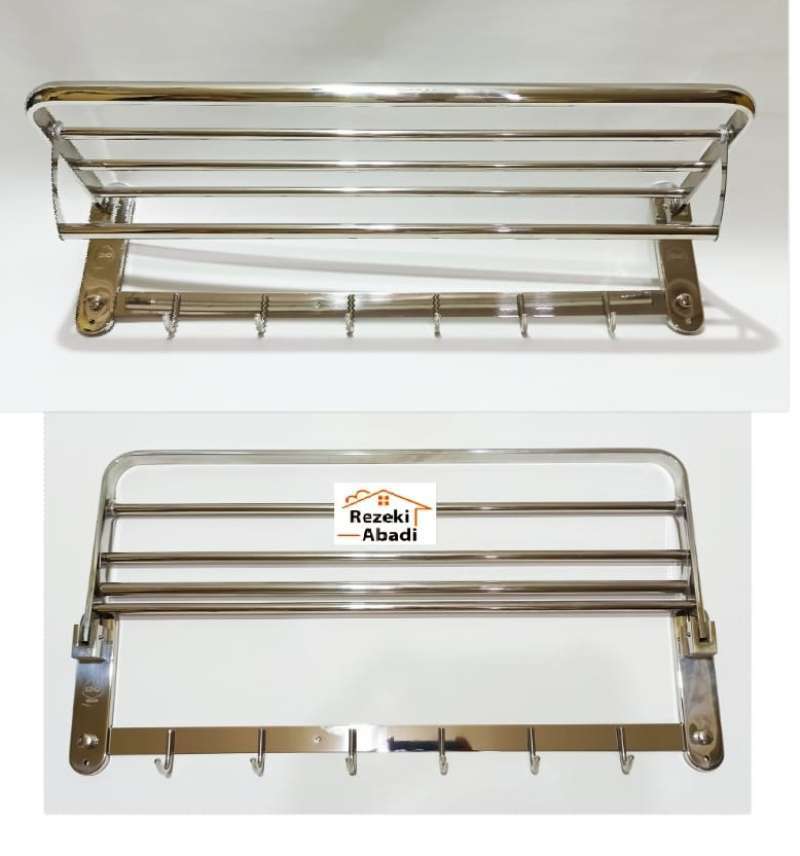 Promo Rak Handuk Lipat Stainless 70 cm - Gantungan Handuk Kamar Mandi ...