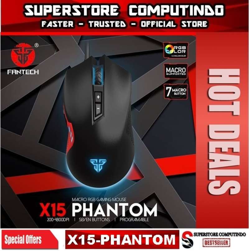 Promo Fantech X15 Phantom Macro RGB Gaming Mouse 7 Button 4800 DPI ...