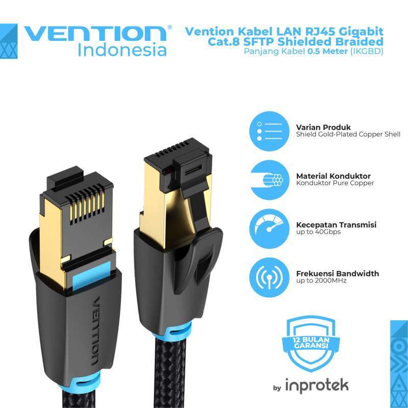 Jual Vention Kabel LAN RJ45 Gigabit Cat.8 SFTP Shielded - 0.5 Meter di ...