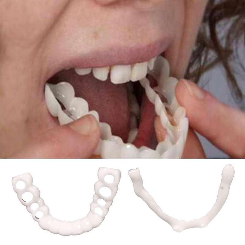 Jual Soft Silicone Denture Teeth Veneers Temporary Fake Teeth Lower ...