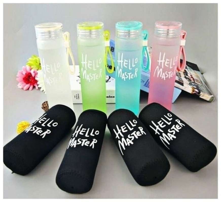 Jual Ns - Botol Minum Kaca Hello Master + Pouch - Botol Minum ...