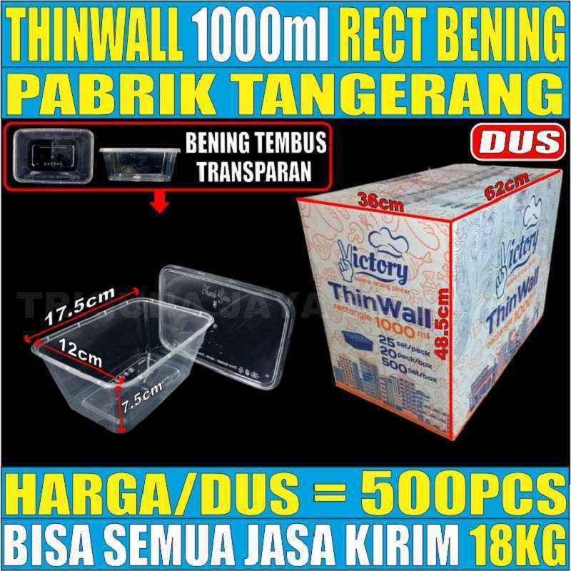 Jual Thinwall 1000ml Per Dus Rectangle Box Tempat Kotak Makanan Plastik
