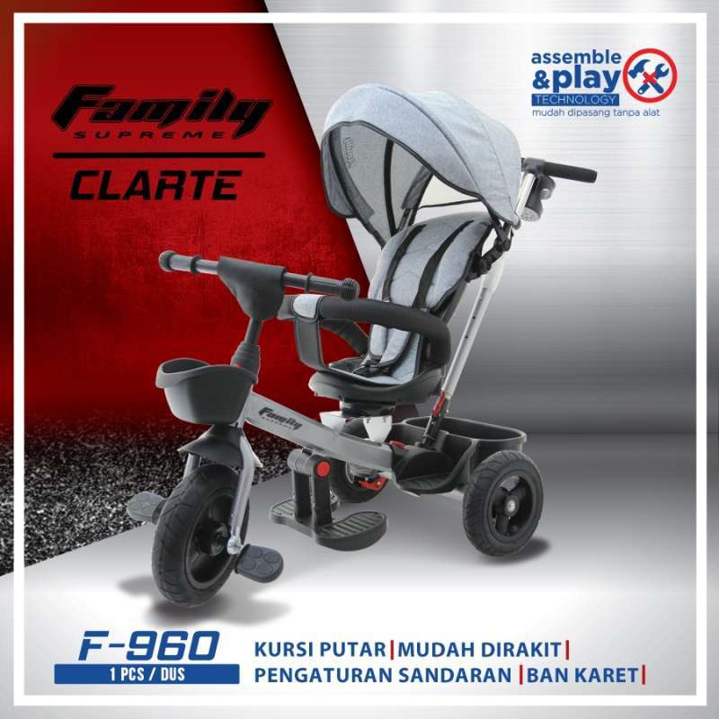 Jual Stroller Sepeda Roda Tiga - Family Bike - Clarte - Merah - F960 di ...