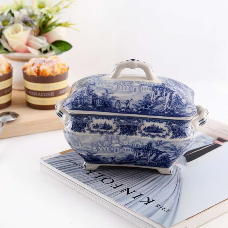 Jual KOTAK PERMEN KERAMIK | Tempat Permen Keramik Halton Castle - BIRU ...