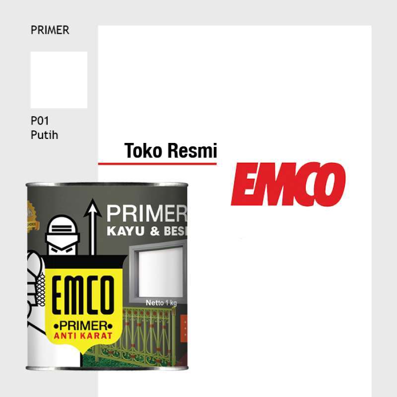 Jual Primer Kayu & Besi Emco PKB 1kg Cat Dasar Anti Karat - Putih di ...