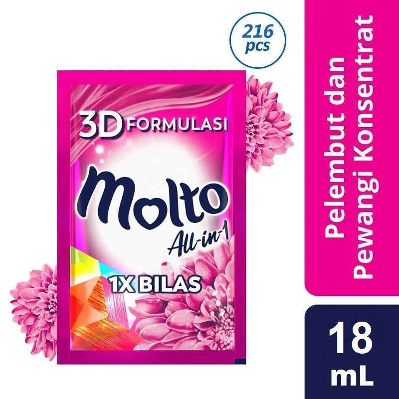 Promo Molto All In 1 Pink Pewangi Pakaian [18 Ml/ 216 Pcs/ Karton ...