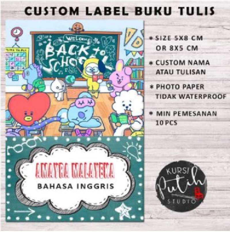 Jual Label buku tulis buku pelajaran bahan sticker motif bt21 kpop bts ...