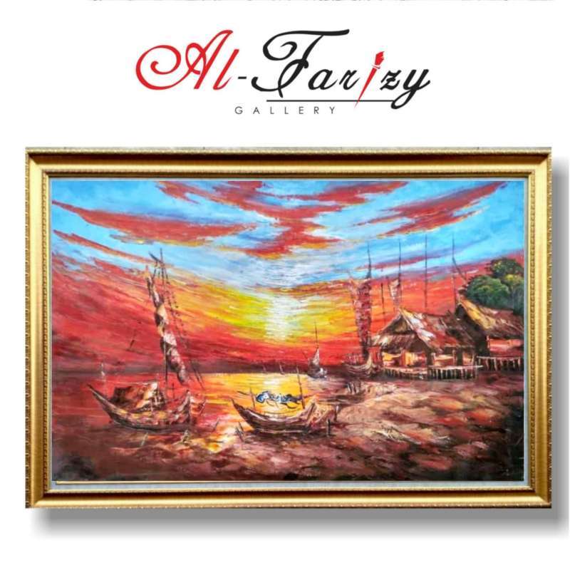 Jual Lukisan Perahu Layar Abstrak Unik Minimalis Kanvas Lengkap Dengan ...