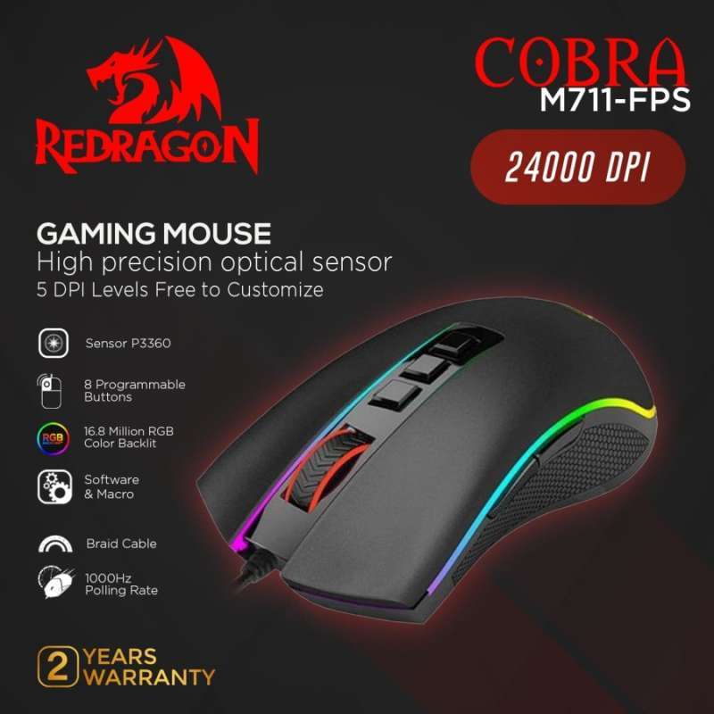 Promo Redragon Gaming Mouse RGB COBRA FPS - M711-FPS Diskon 25% di ...