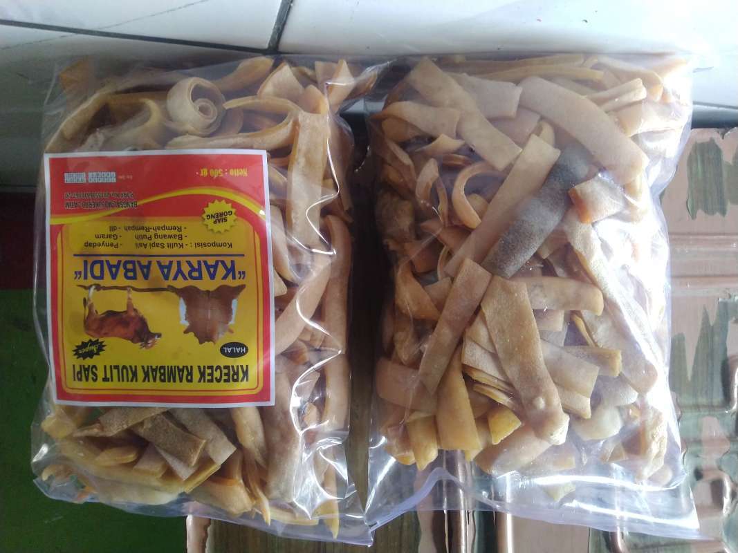 Jual Krupuk Krecek Rambak Kulit Sapi Asli Bentuk Stik Mentah 500gr