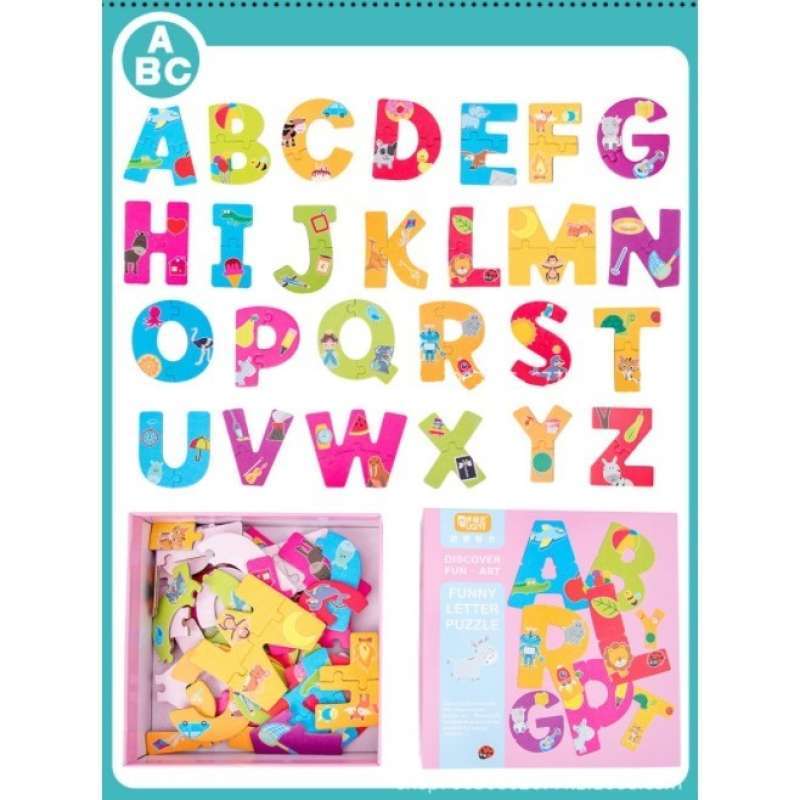 Jual Funny Puzzle in Box Aktivitas Menyusun Puzzle Bentuk Angka & Huruf ...