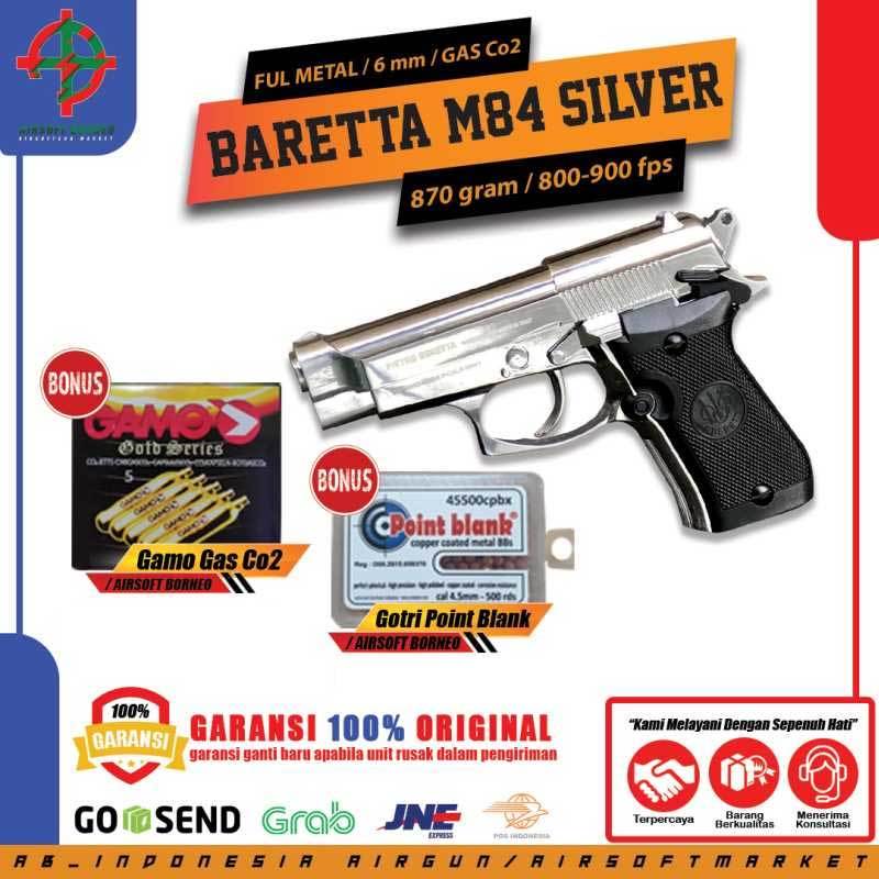 Jual Baretta M84 Silver Upgrade Bonus Gas 5 Botol Dan Gotri 300 Butir ...