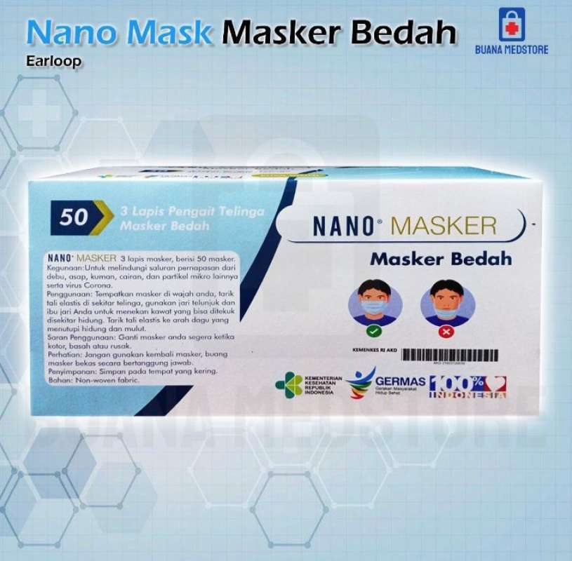 Jual MASKER NANO Surgical Face Mask 3Ply 50pcs (Warna Biru) di Seller ...