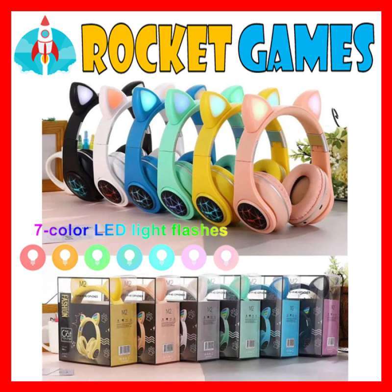 Jual Rocket Games - Cat Ear M2 Headphone Bluetooth Wireless Headset ...