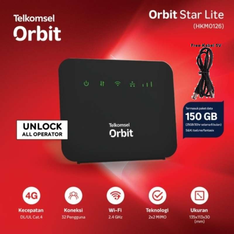 Jual Telkomsel Orbit Star Lite HKM0126 Modem WiFi 4G CPE Router Free ...