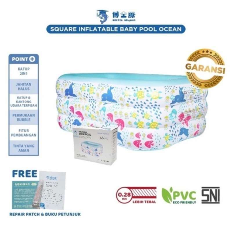 Jual Doctor Dolphin Square Inflatable Baby Pool uk. 210x140x60 di ...