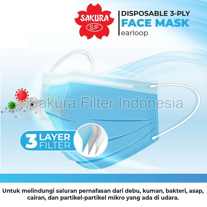 Jual Sakura Masker Disposable 3 Ply Earloop Isi 50 Pcs Dfm20201 Di ...