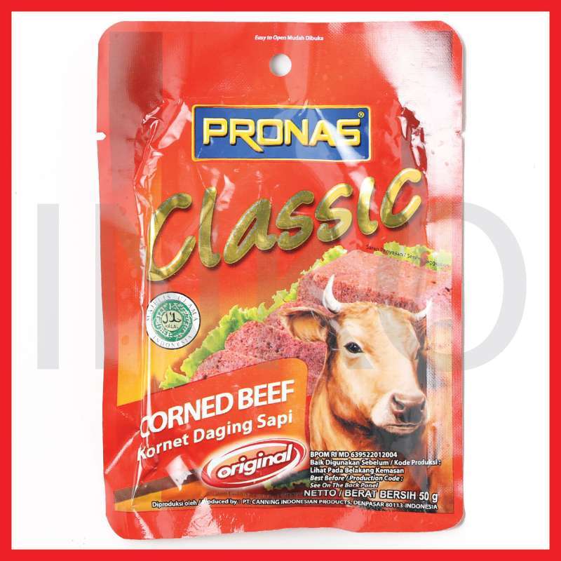 Jual PRONAS CLASSIC CORNED BEEF KORNET DAGING SAPI ORIGINAL SACHET 50GR ...