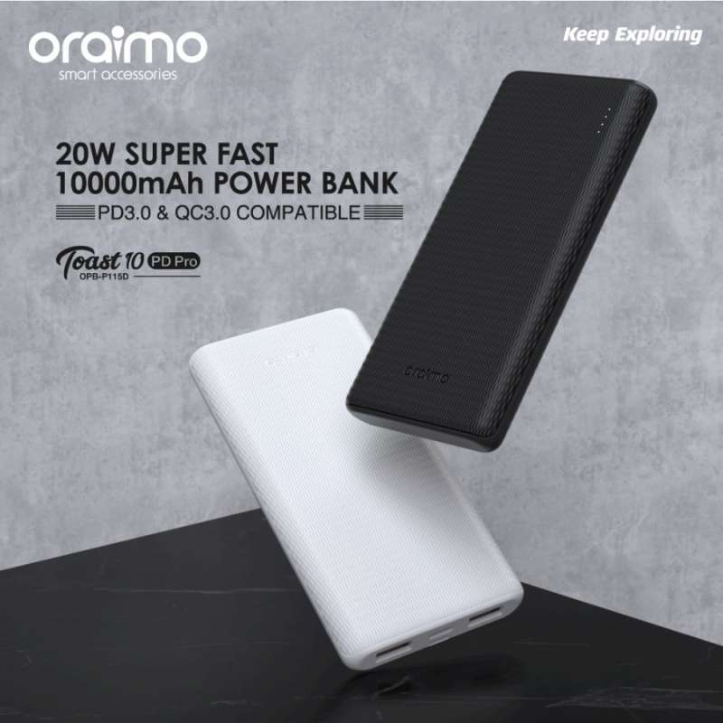 Jual Oraimo OPB-P115D - 10000mAh Powerbank Ultra Slim 3 Port Fast ...