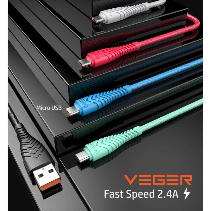 Jual Veger Kabel Data Cable V110 Usb Micro 2.4a 100cm Quick Fast ...
