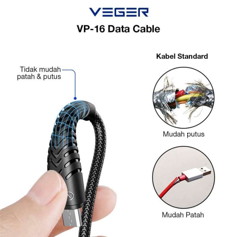 Jual Veger Kabel Data Cable V110 Usb Micro 2.4a 100cm Quick Fast ...