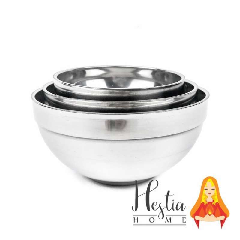 Jual 99% Mangkok Korea Stainless Tebal Mangkuk Double Wall Bowl 12 14 16 Cm - - 12 Cm Di Seller ...