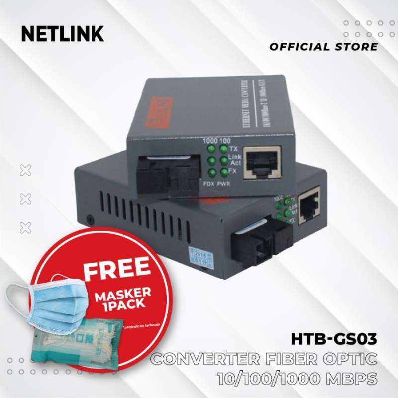 Jual Netlink Htb-gs03 Gigabit Media Converter Fiber Optic 10/100/1000 Mbps Di Seller Surya Mitra ...