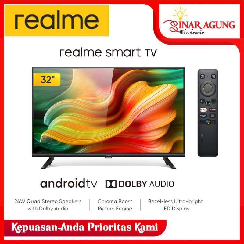 Jual Realme Smart Led Tv 32 Inch Android 9.0 Bazel Less Dolby Audio Di ...