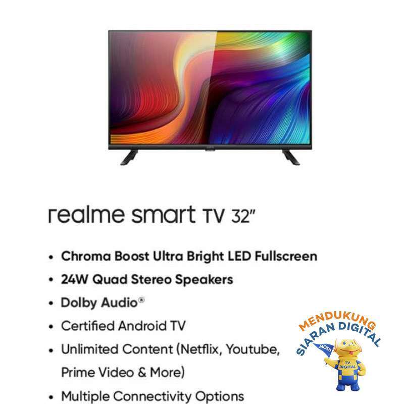 Jual Realme Smart Led Tv 32 Inch Android 9.0 Bazel Less Dolby Audio Di ...