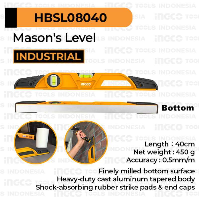Jual Mason's Level (40 cm) Heavy Duty INGCO HBSL08040 - Waterpass ...