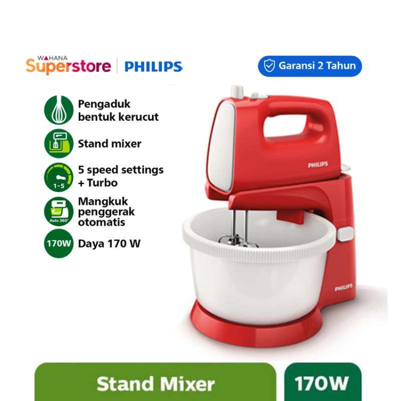 Promo #DIJAMINMURAH Philips HR1559 New Stand Mixer - Merah Diskon 5% di ...