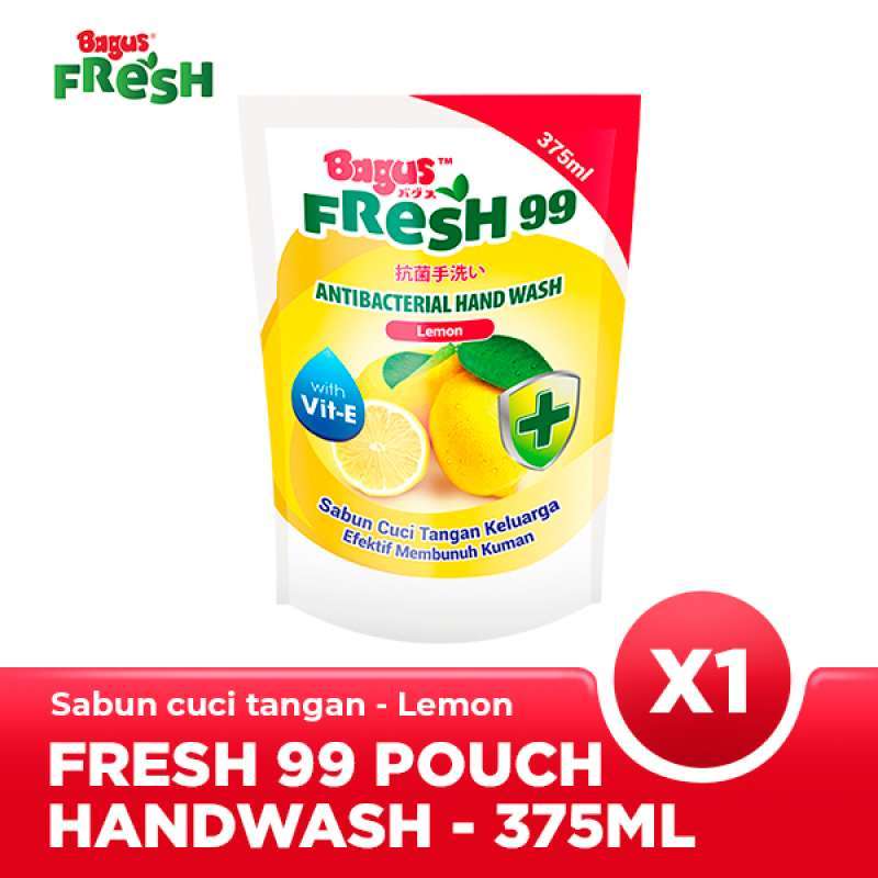 Jual Bagus Fresh 99 Antibacterial Hand Wash Pouch 375 Ml - Lemon ...