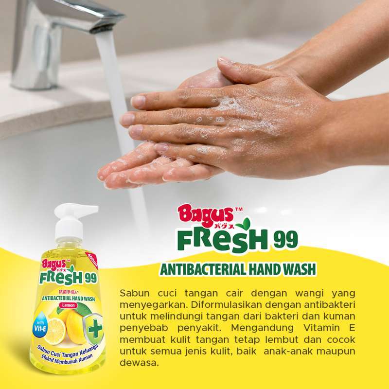 Jual Bagus Fresh 99 Antibacterial Hand Wash Pouch 375 Ml - Lemon ...