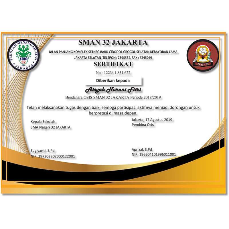 Jual Cetak Sertifikat /piagam Penghargaan Custom Di Seller Rafibooks ...