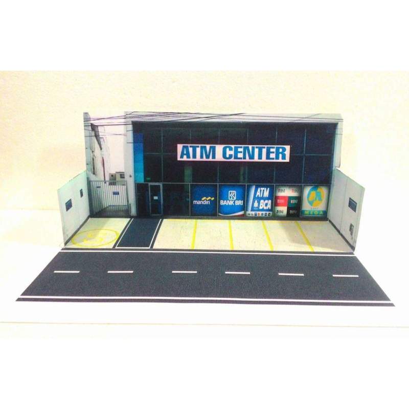 Promo diorama papercraft ATM center skala 64 buat photography diecast ...