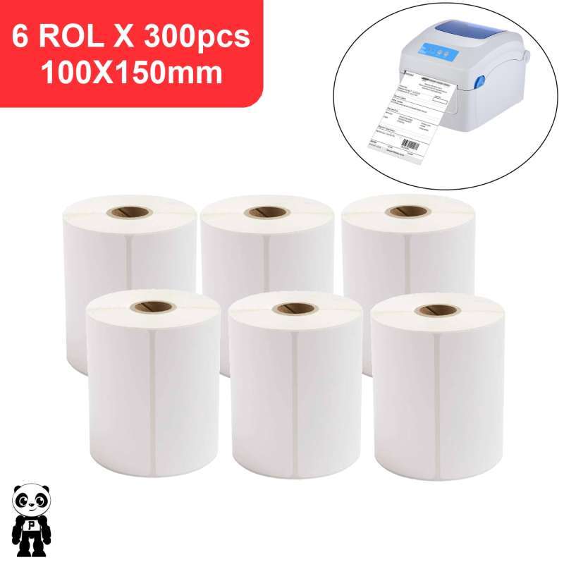Promo Stiker Label Barcode Thermal 6 Rol X 300pcs100x150mm A6 Thermal ...