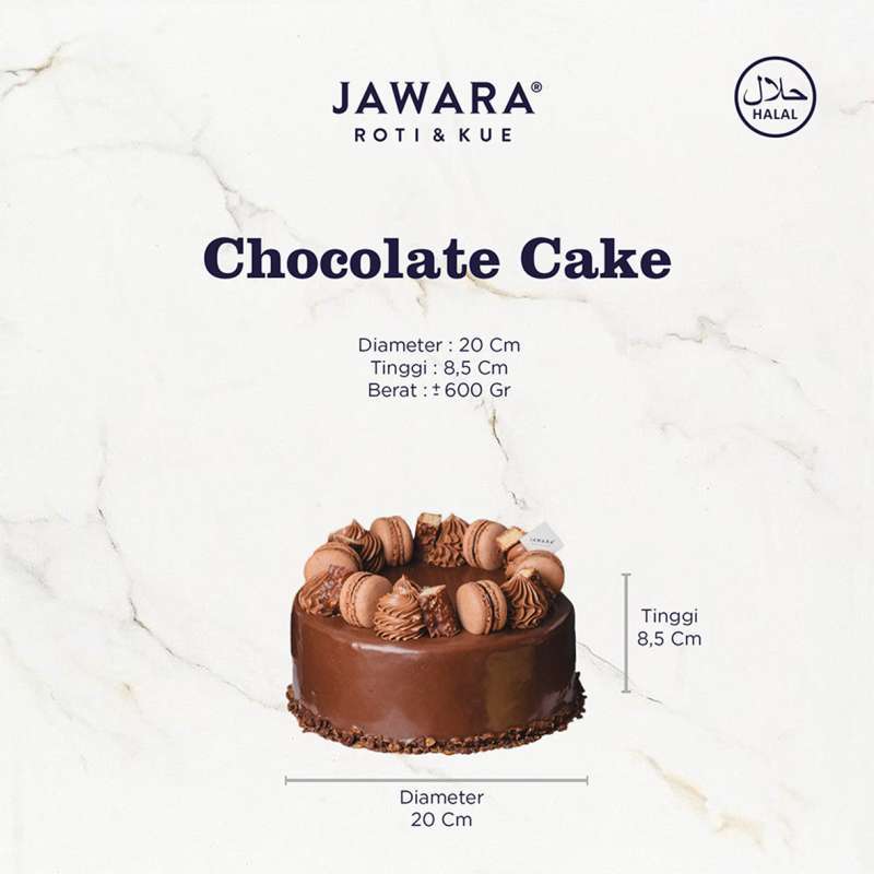 Jual Chocolate Cake | Jawara Roti & Kue | 20 Cm | Kue Ulang Tahun Halal ...